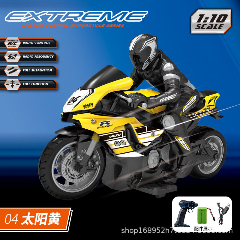 Кросс-бордер новый продукт 2.4G высокоскоростной радиоуправляемый мотоцикл внедорожный трюковой дрифт четырехканальный радиоуправляемый модель игрушечного автомобиля подарок