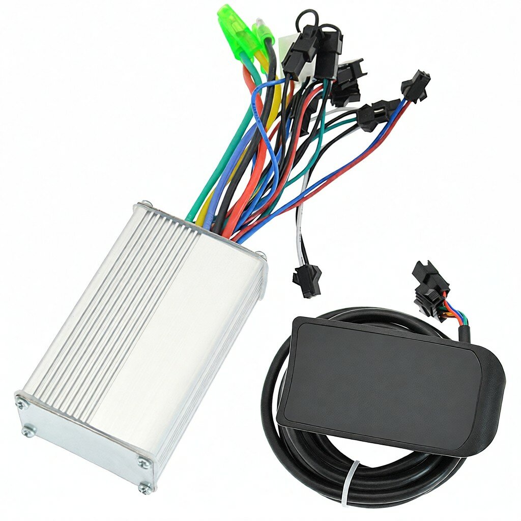 Комплект контроллера бесколлекторного двигателя и дисплейного панели для электробайка и электроскутера, 24V/36V/48V, 250W/350W, 13A, пластик, алюминиевый сплав, 1 контроллер, 1 дисплейная панель