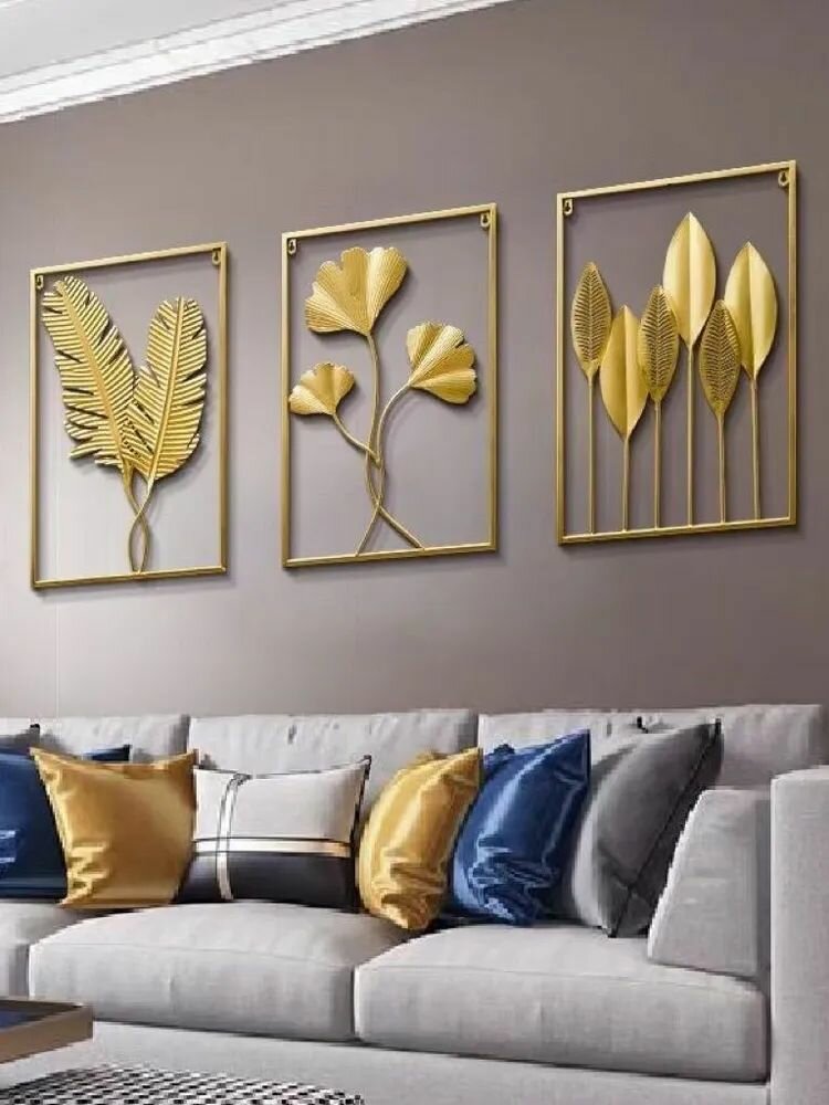 Декор на стену в спальню панно из металла интерьерное украшение декор для комнаты 3 штуки