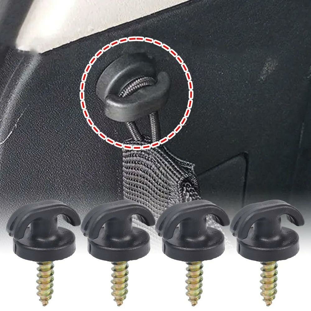 Крючки для багажника автомобиля, крючки для сетки багажника, модификация багажника автомобиля, крючок G005, размер 38*25мм, материал ABS, черный цвет, количество 4 штуки, крепление винтовое, для крепления салфеток и сеток багажника, установка на