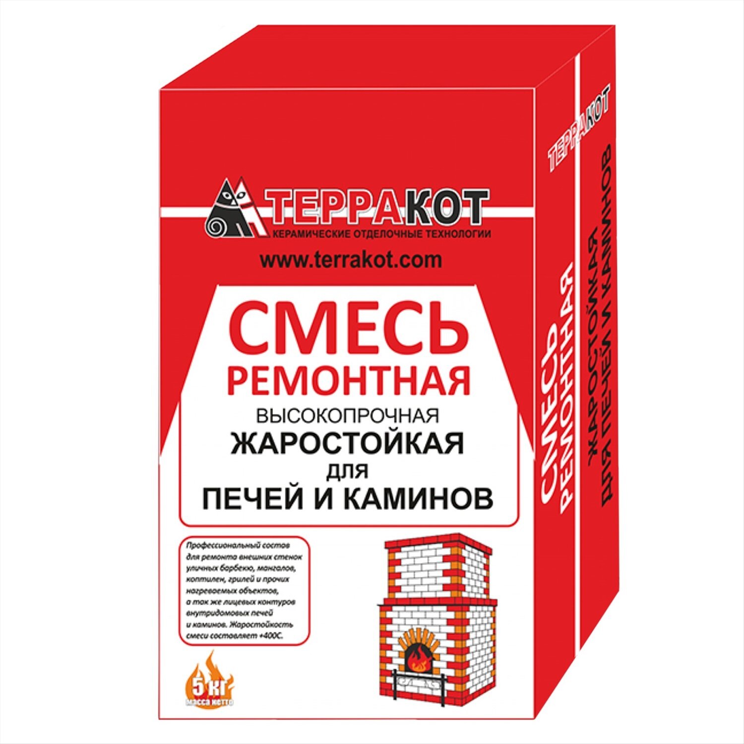 Терракот смесь огнеупорная для ремонта печей и каминов (5кг)