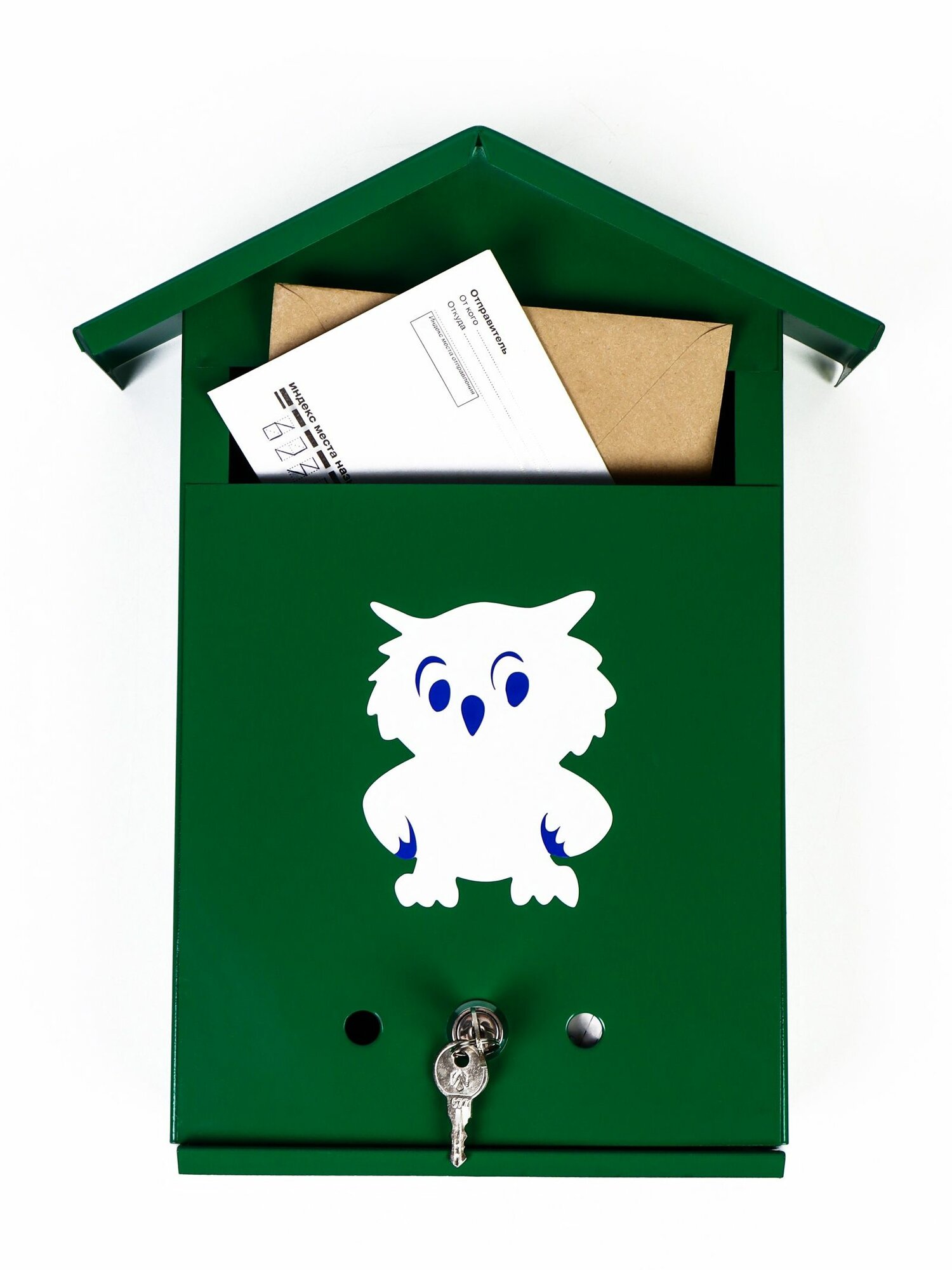 Ящик почтовый с замком, вертикальный, Филин , зелёный