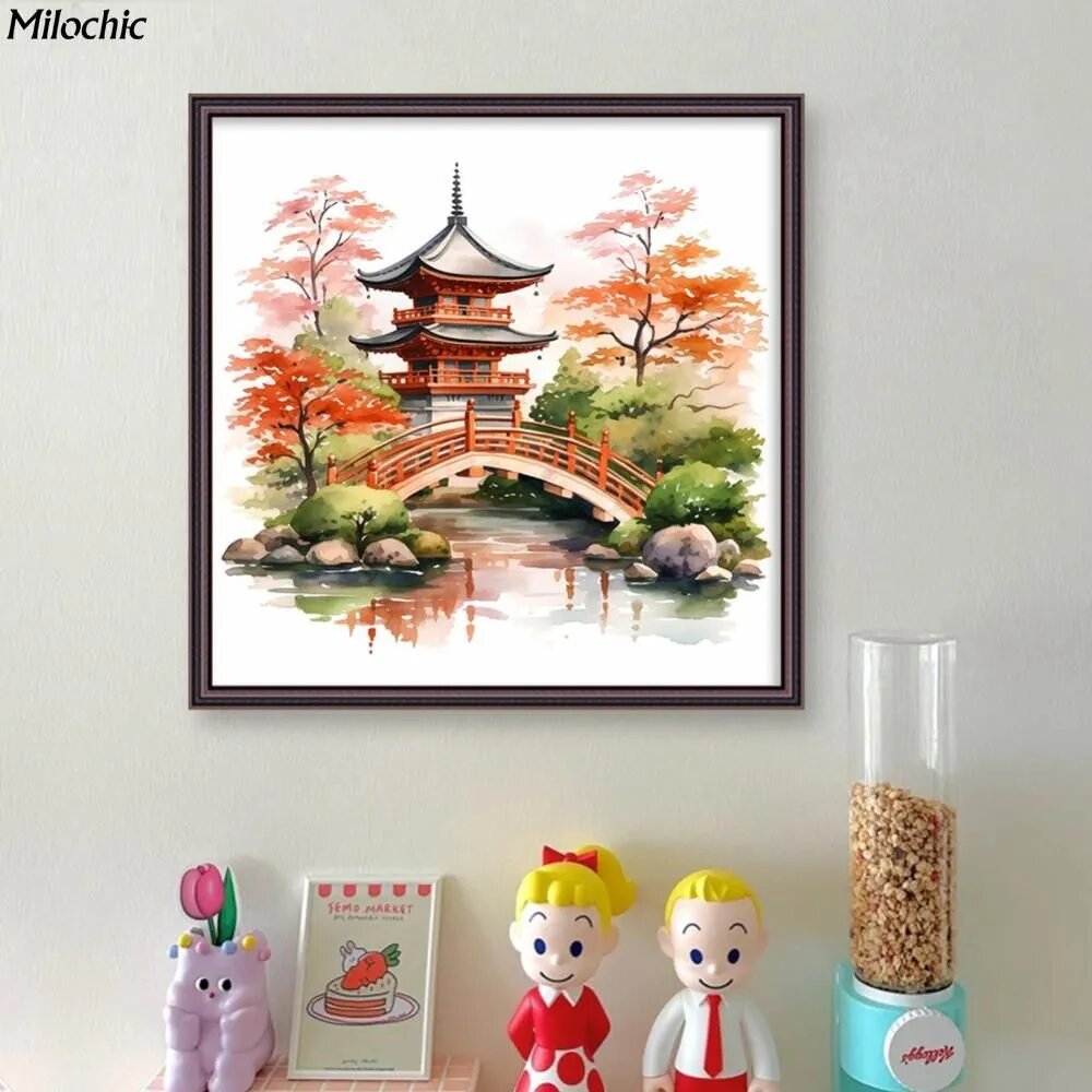 Набор для вышивания крестиком, традиционные китайские павильоны и беседочки, креативные украшения для домашней гостиной, 40х40см