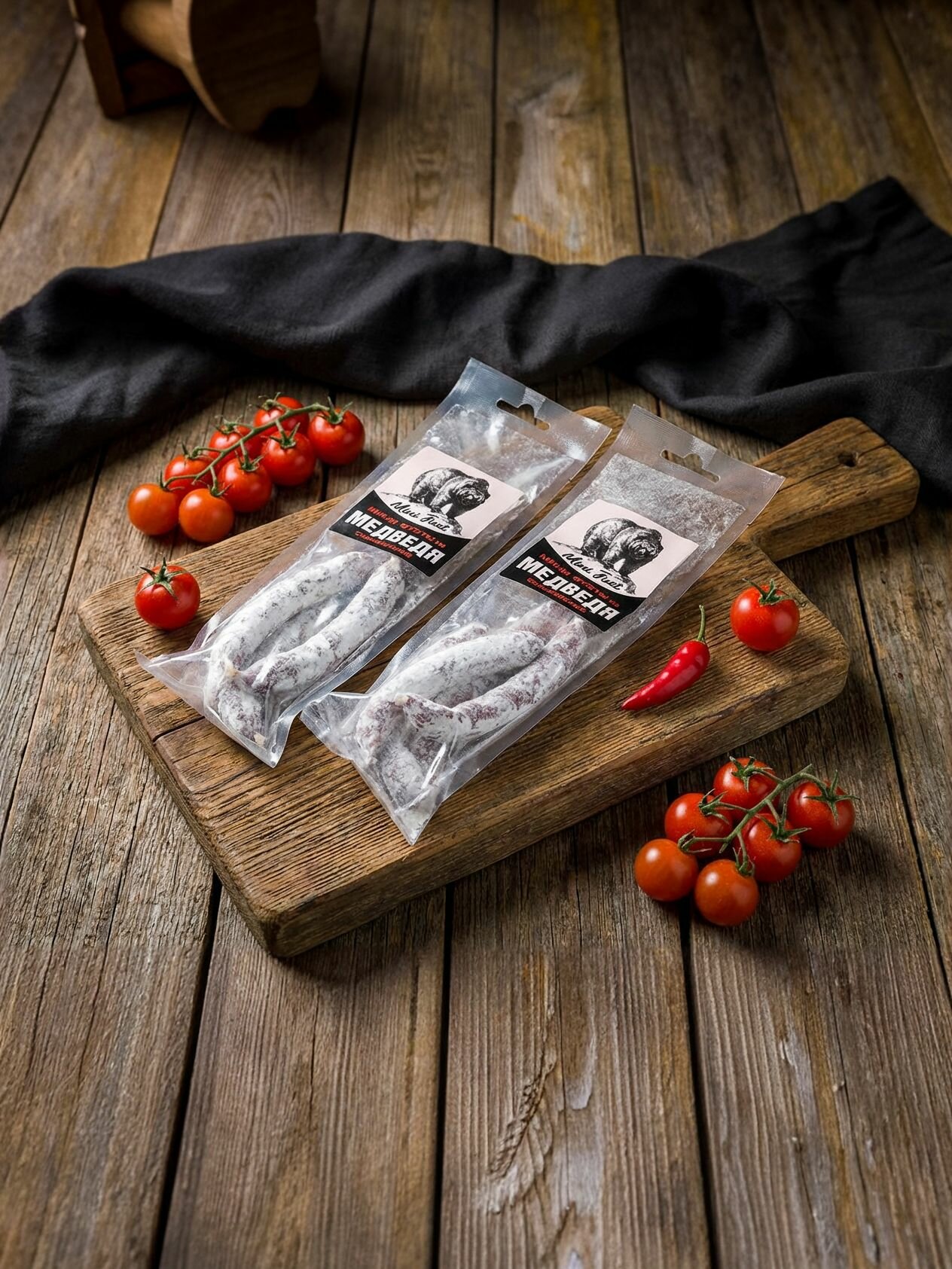 Колбаски мясные, сыровяленые мини фуэты из медведя 160 гр