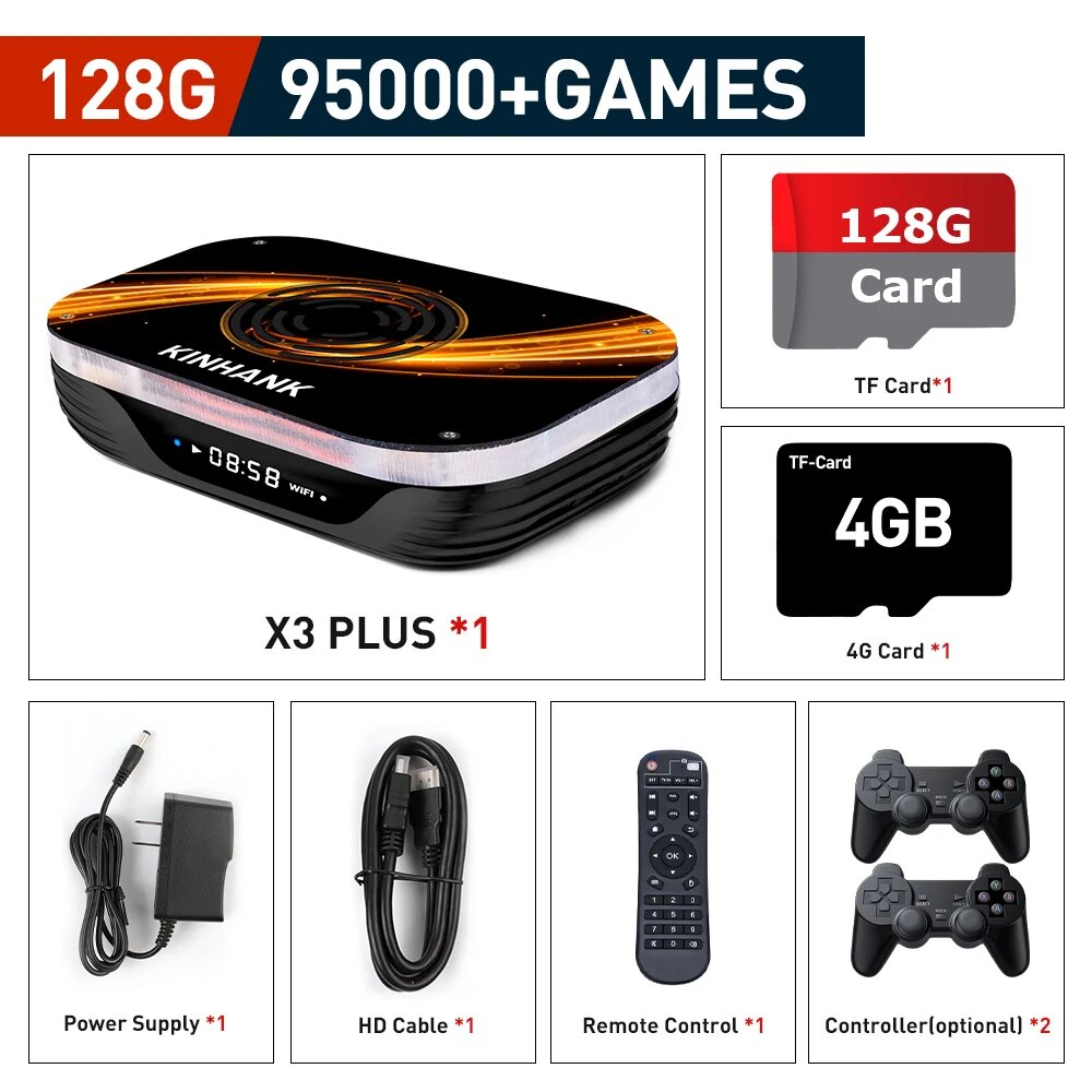 Игровая консоль X3 Plus 128G, 95000+ игр, 2 контроллера