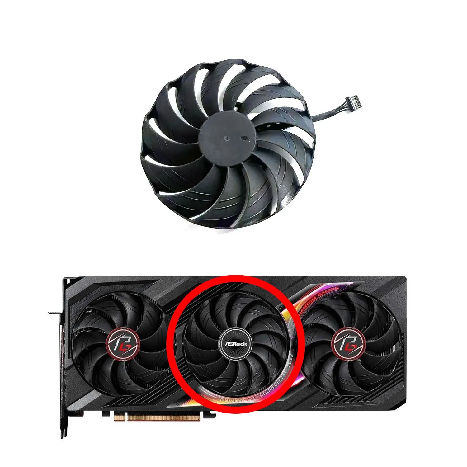 Вентилятор охлаждения ASRock Radeon RX 7800 XT, Цвет: 1 FAN