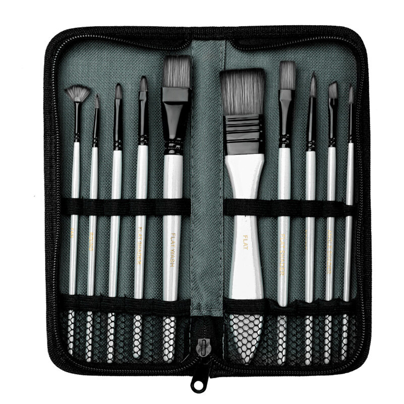 Набор кистей для масляной живописи 2026 года, прямые поставки от производителя, 10 нейлоновых кистей для гуаши, художественные кисти для ручной росписи для студентов, кисти для масляной живописи.