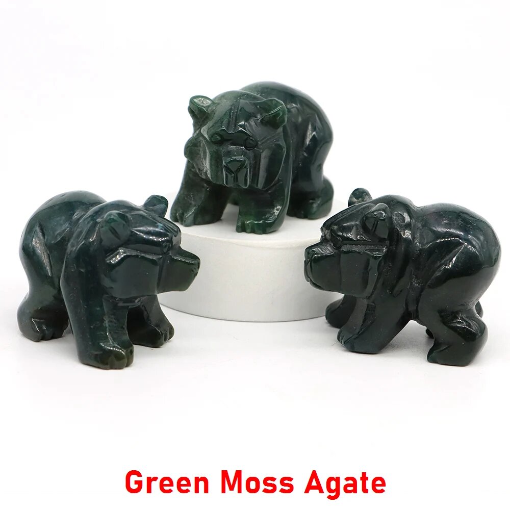 Фигурки животных из камня Изумрудный, 1 PCS, Green Moss Agate