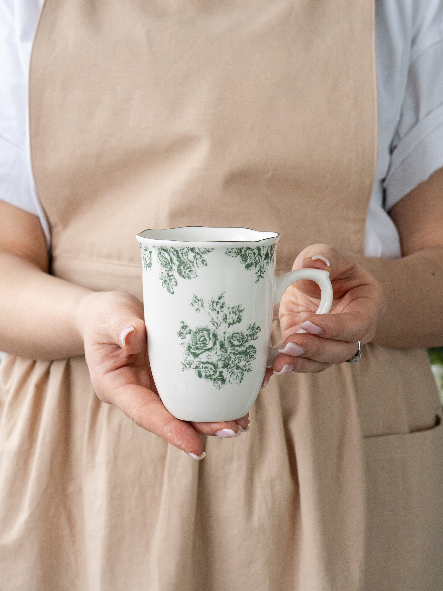 Кружки 2 шт 340 фарфор Далия, чашки для чая и кофе. Коралл.