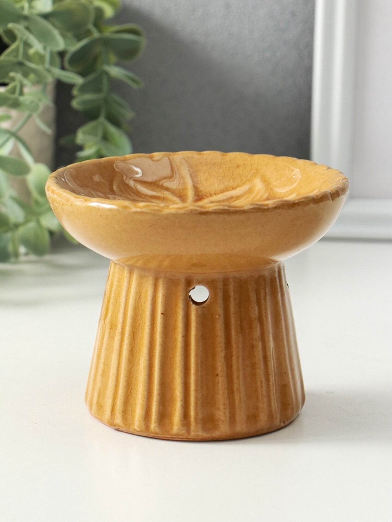 Аромалампа "Лотос", керамика, цвет коричневый, 11,4 x 11,4 x 9 см