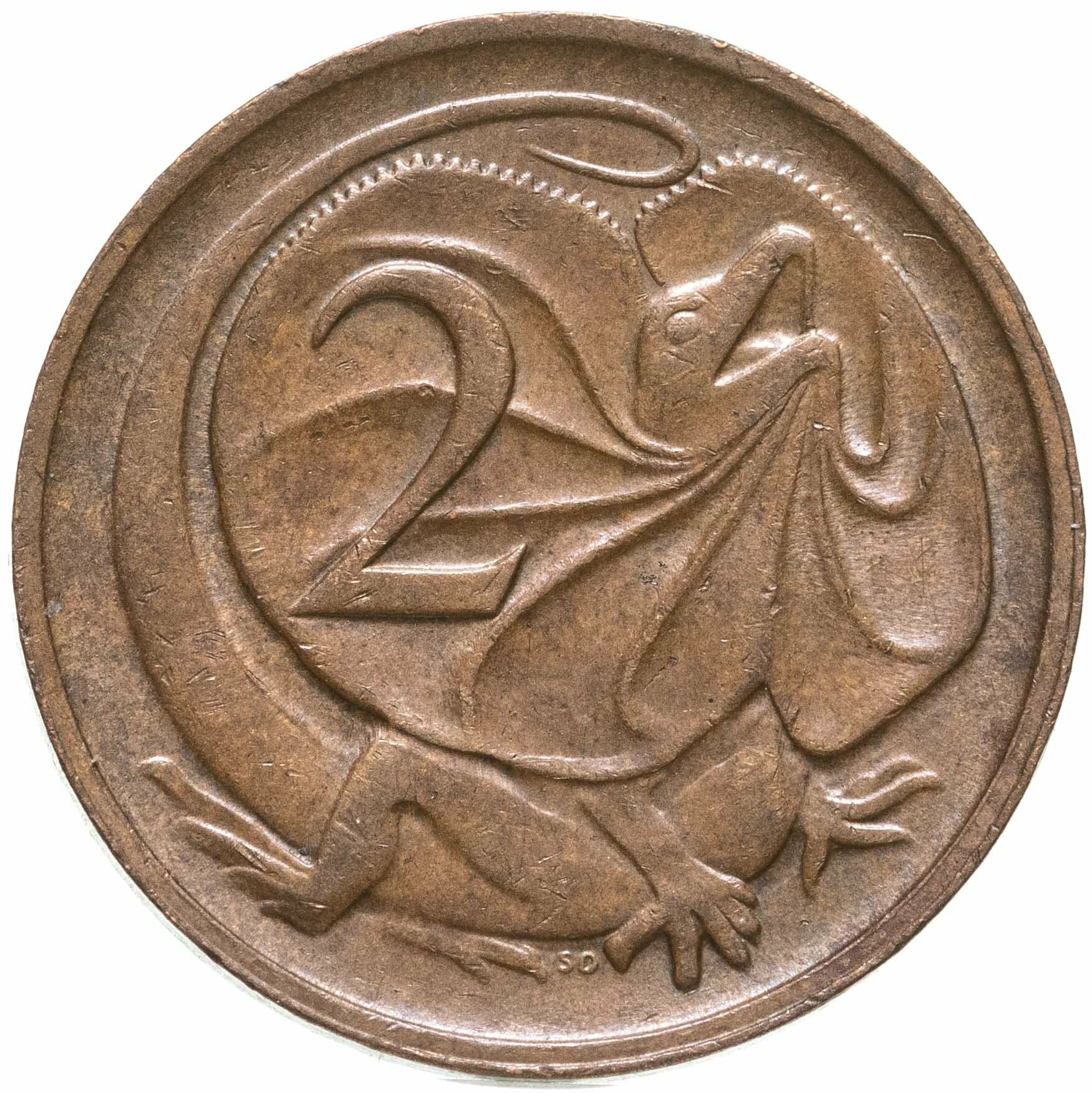 Австралия 2 цента cents 1966-1989, Бронза, в сохранности XF