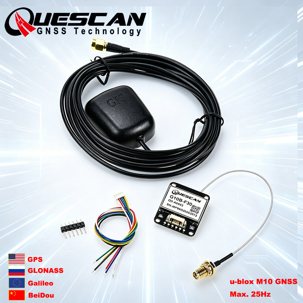 QUESCAN G10B-F30 u-blox M10 GPS GLONASS модуль с антенной ublox10 GPS ГЛОНАСС Galileo BeiDou GNSS ESP32 Arduino GPS NMEA