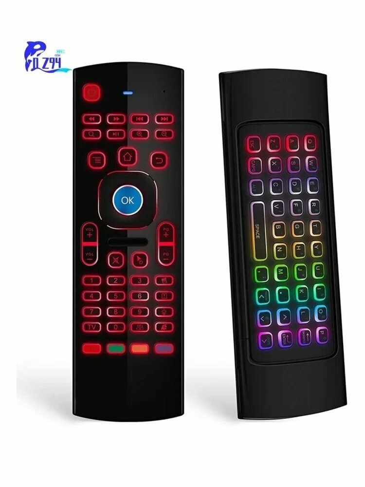 Воздушная мышь совместим с Android TV Box, мини-беспроводная клавиатура Воздушное дистанционное управление мышью RGB-подсветкой MX3 Pro IR обучение