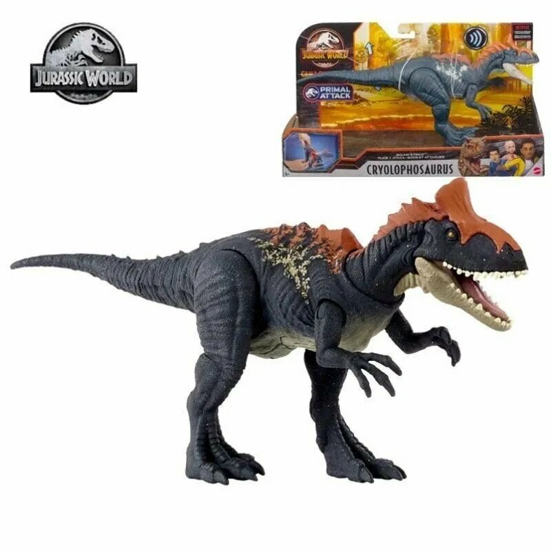 Фигурка динозавра Криолофозавра из мира юрского периода Mattel с продолжающейся мощной атакой и ревом, HCL80