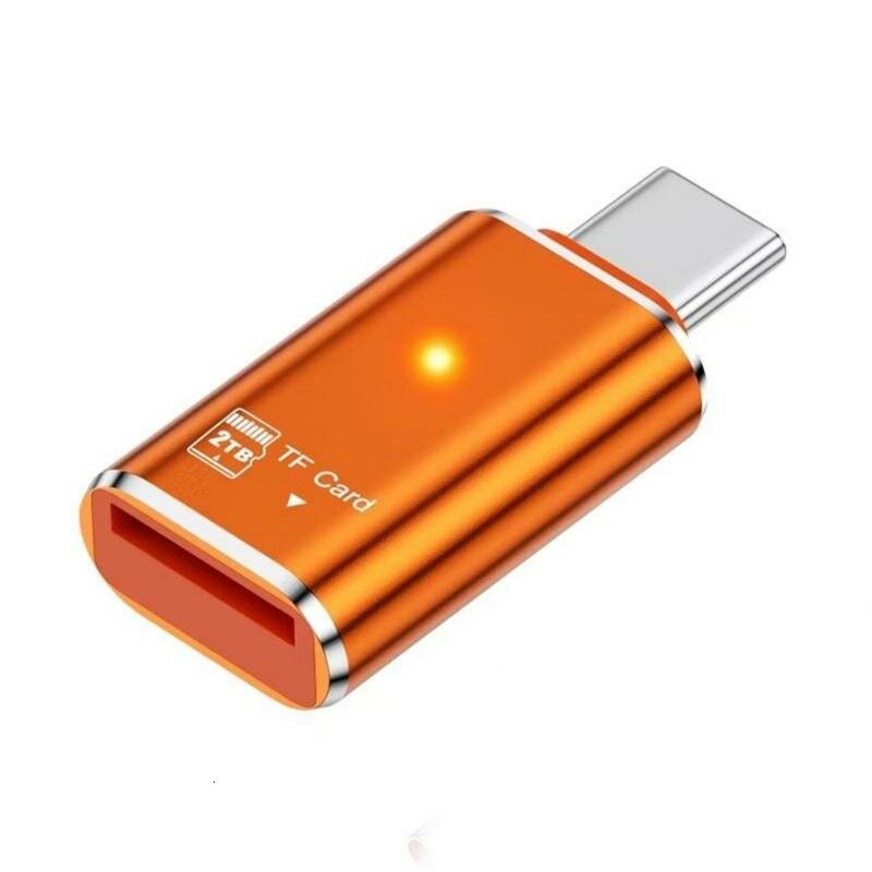Картридер OTG USB 2.0 Type-C для TF-карт, оранжевый цвет