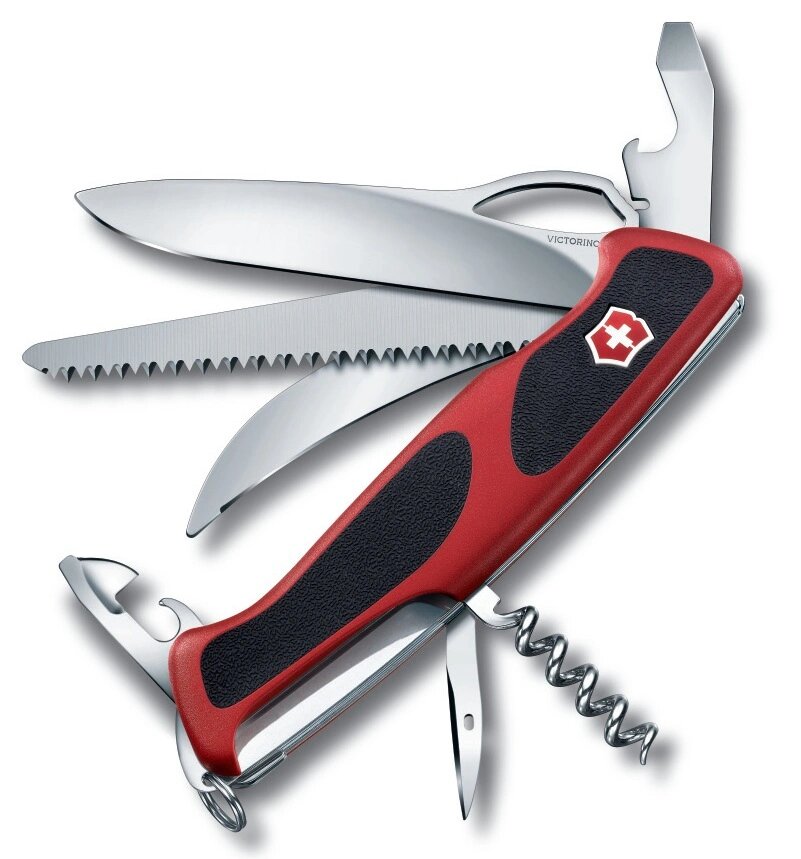 Нож перочинный Victorinox RangerGrip 57 Hunter (0.9583. MC) 130мм 13функц. красный/черный карт. коробк