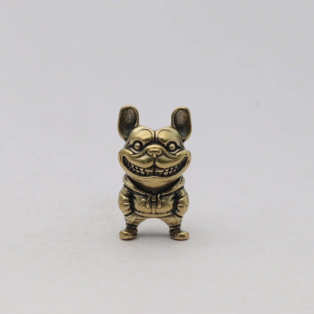 Брелок французский бульдог Smile, латунь Vintage Brass