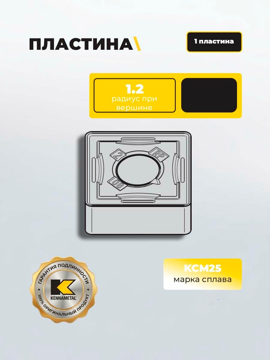 Пластина SNMG120412RP KCM25B Kennametal