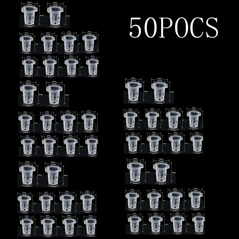 Гидропонные сетчатые корзины 50PCS, White-25