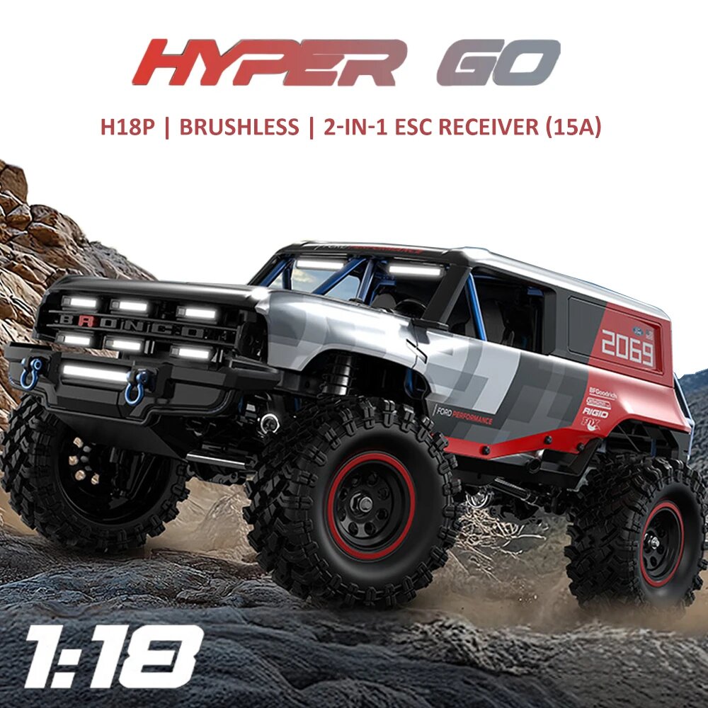 Радиоуправляемая машина HYPER GO H18P MJX 1/18, бесщеточная, полноприводная, электрическая, внедорожная, модель-краулер, игрушка
