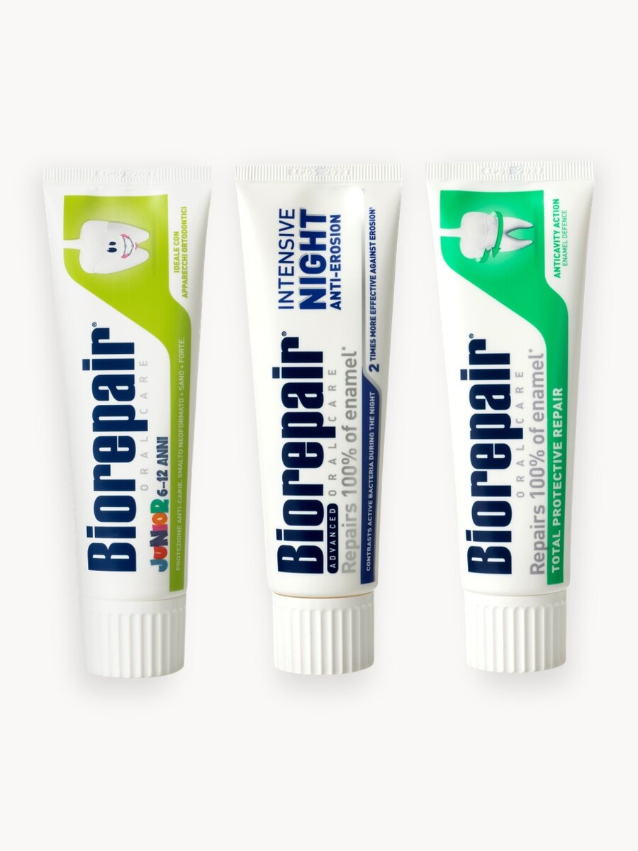 Зубные пасты Biorepair Total Protection, 75 мл, Intensive Night, 75 мл, Junior, 75 мл