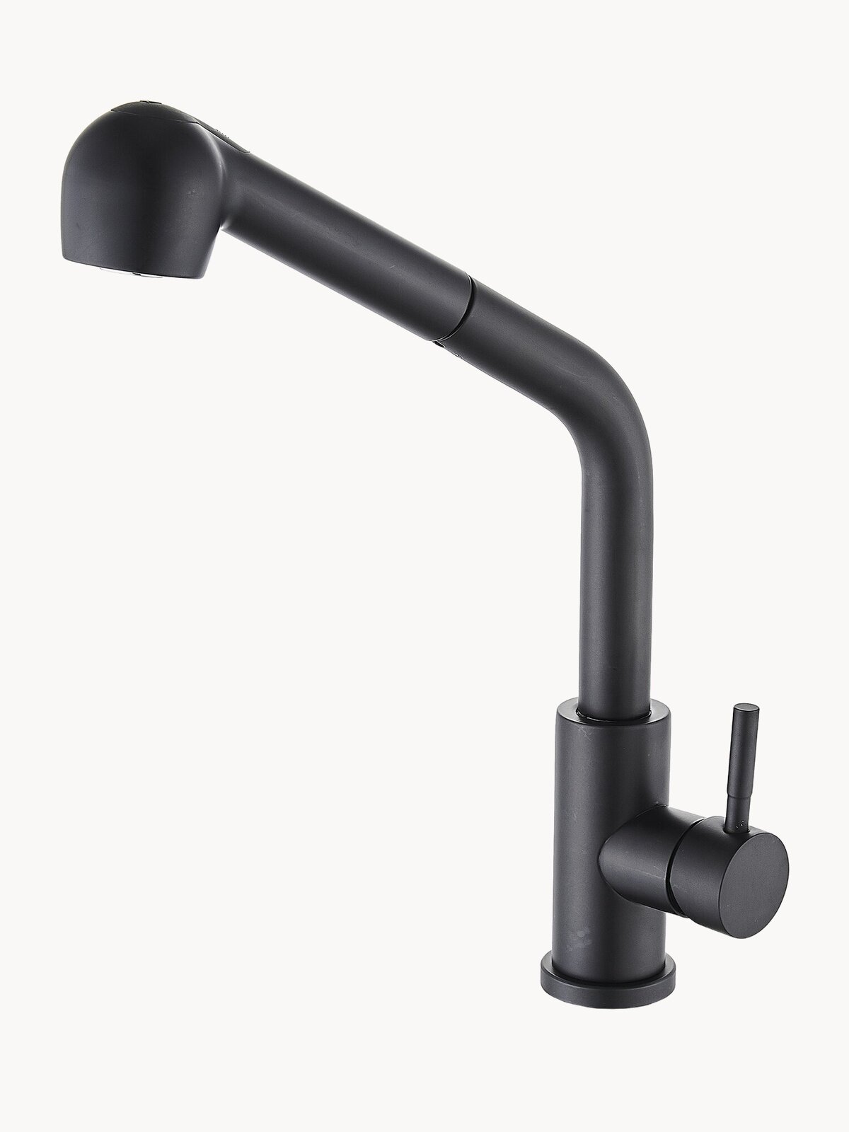 Смеситель на кухню Potato P0045S-6 с вытяжной лейкой, картридж 35 мм, чёрный, крепление гайка
