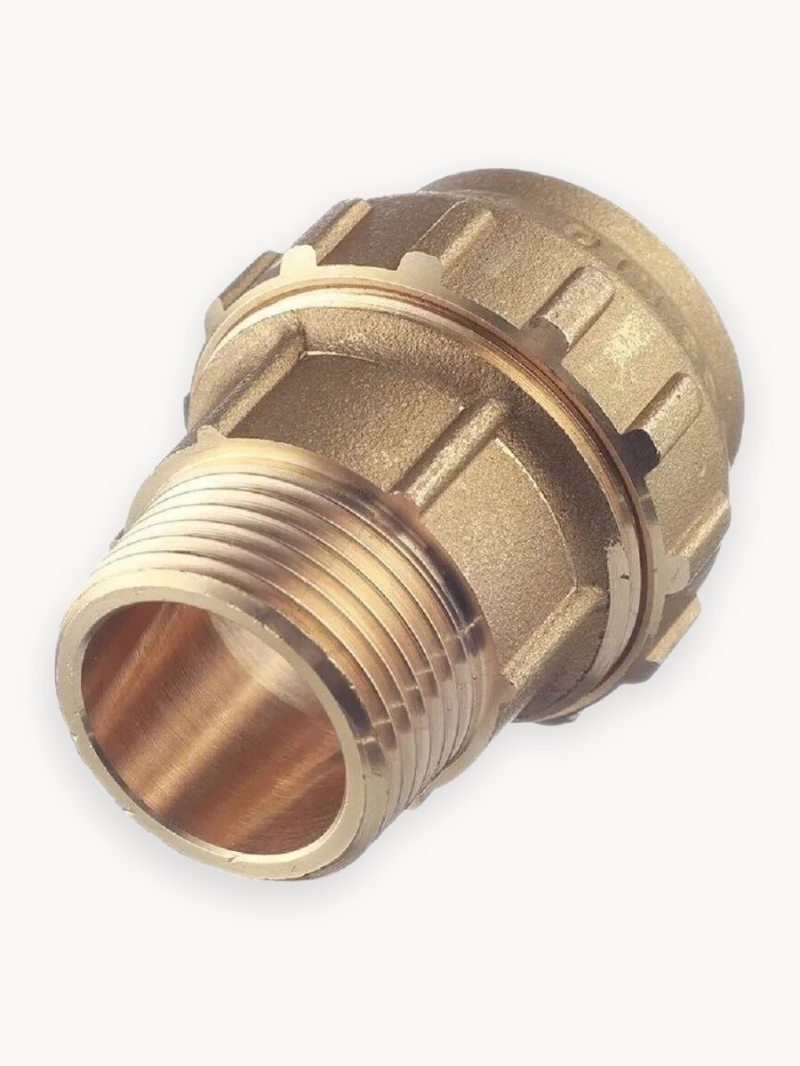 Муфта ViEiR, для ПНД, соединение обжим-обжим, наружная резьба, латунь, диаметр 32мм
