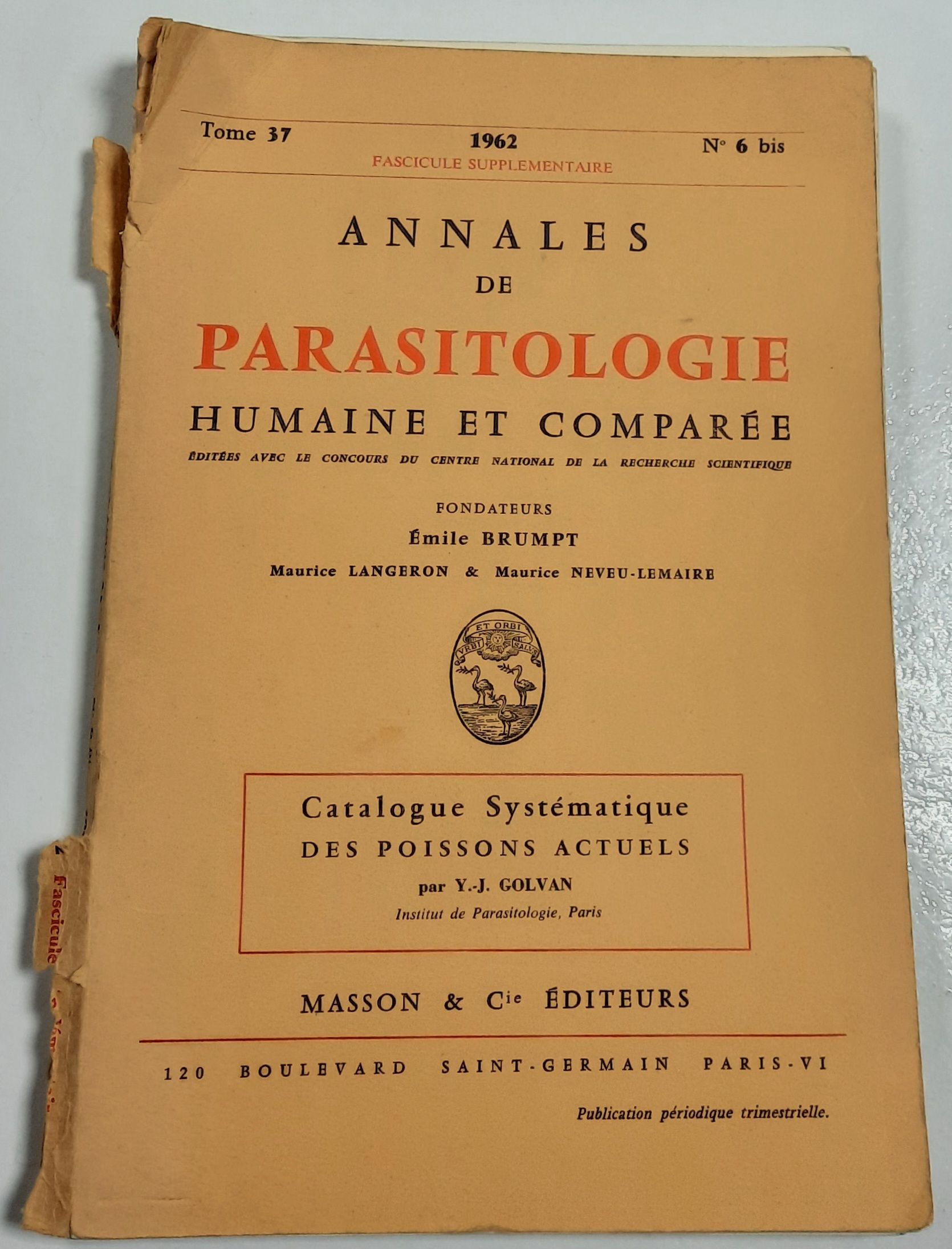 Annales de Parasitologie Humaine Et Compare
