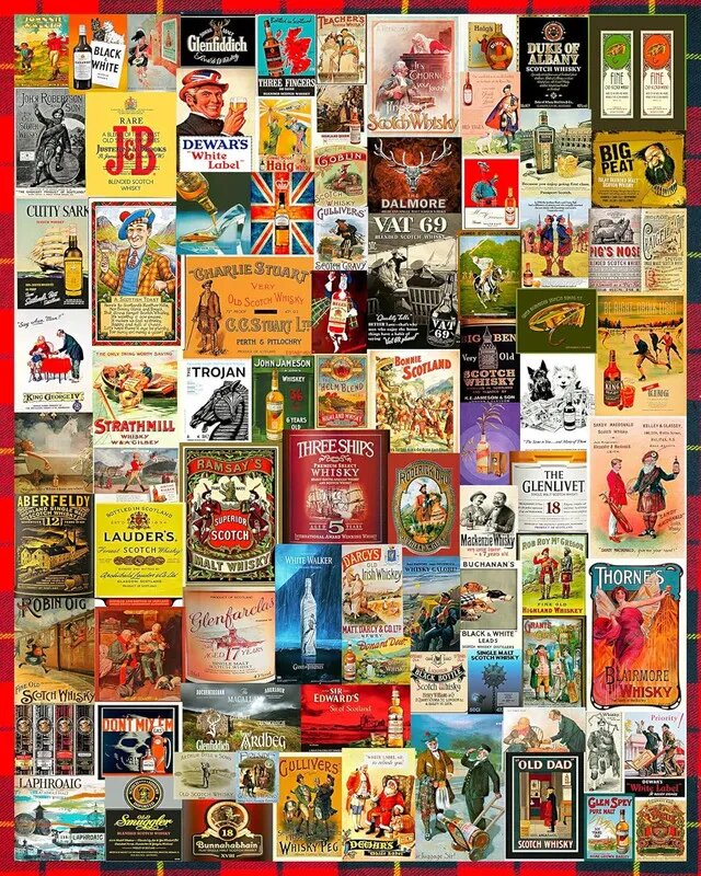 Деревянные пазлы 1000 элементов, подарочная упаковка,50x75cm, Виски и скотч, подарочный набор для взрослых, продвинутый уровень сборки 5-10.