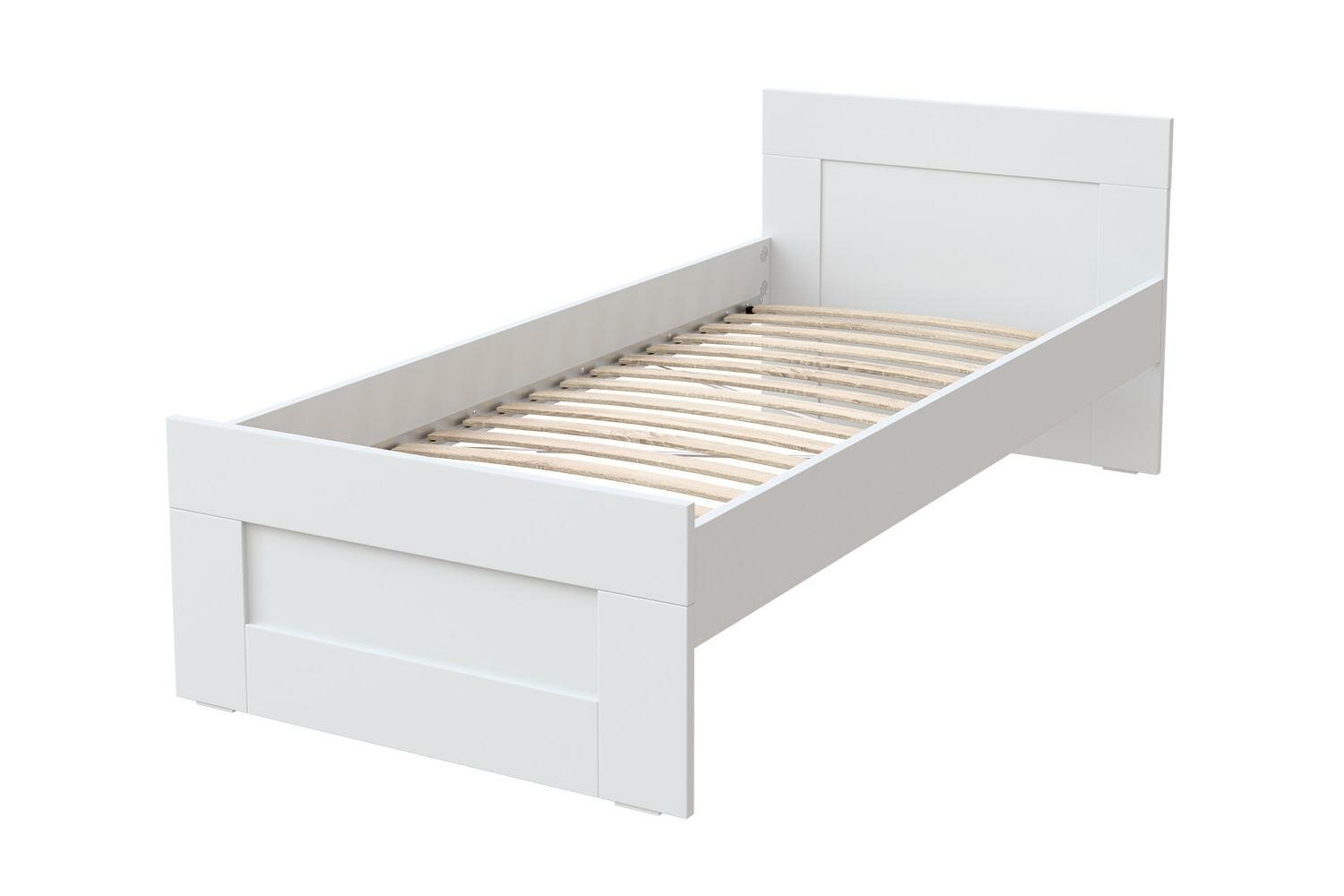 Кровать односпальная Сириус, 90х200 см, основание в комплекте, цвет белый