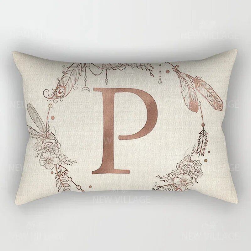 Наволочки из льна/хлопка с принтом 26 букв алфавита 300mmx500mm, ymyz-0062157-