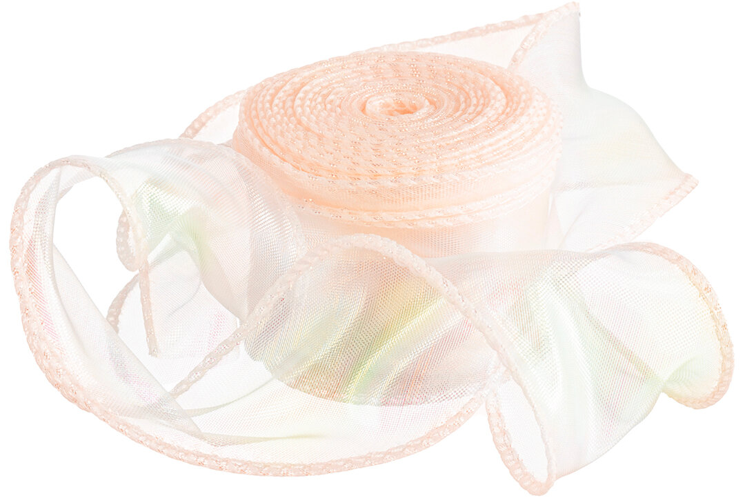 Декоративная лента Дон Баллон органза с леской, цвет Шампань, Хамелеон, 4 см, 9,14 м