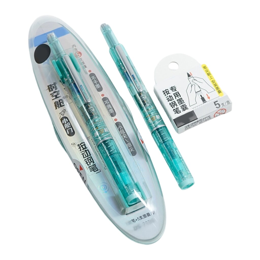 Сменный мешочек для чернил, наконечник пера для начинающих заниматься каллиграфией-стираемый сине-зеленый стержень