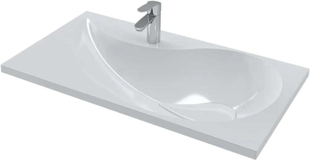 Мебельная раковина Madera Naomi 80 встраиваемая, из искусственного мрамора, с левым крылом, раковина для ванной, белая, прямоугольная