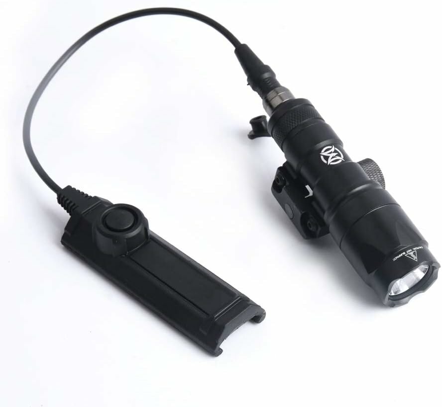Тактический фонарь Scout Light M300A 280 люмен, фонарь M300 с переключателем давления, тактический фонарь с планкой Пикатинни для кемпинга и пеших прогулок (DS-Sr07 Rat Tail, черный)