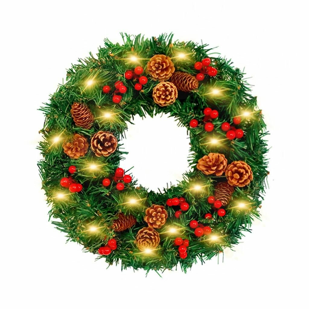 Рождественская декоративная гирлянда-гирлянда из сосновых шишек с нагревательной лампой длиной 40 см