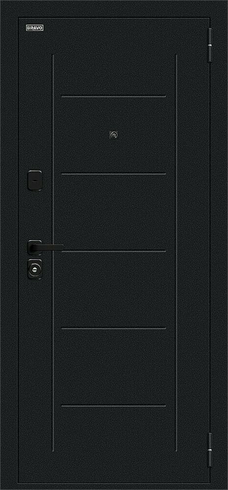 BRAVO Дверь входная 205*86 Bravo R Борн/SBlack, Букле черное/Bianco Melinga, Левое 205*86 Букле черное/Bianco Melinga