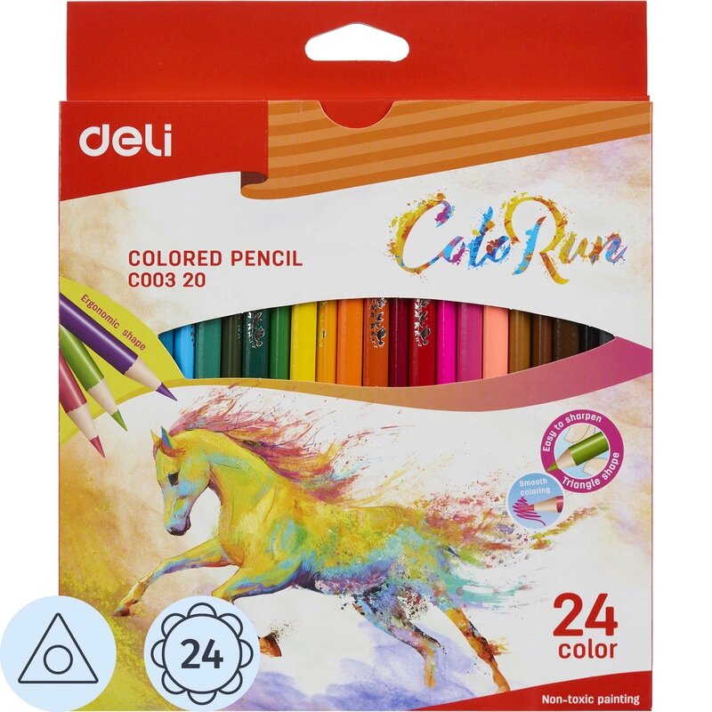 Карандаши цветные Deli ColoRun тополь 24 цв/наб EC00320
