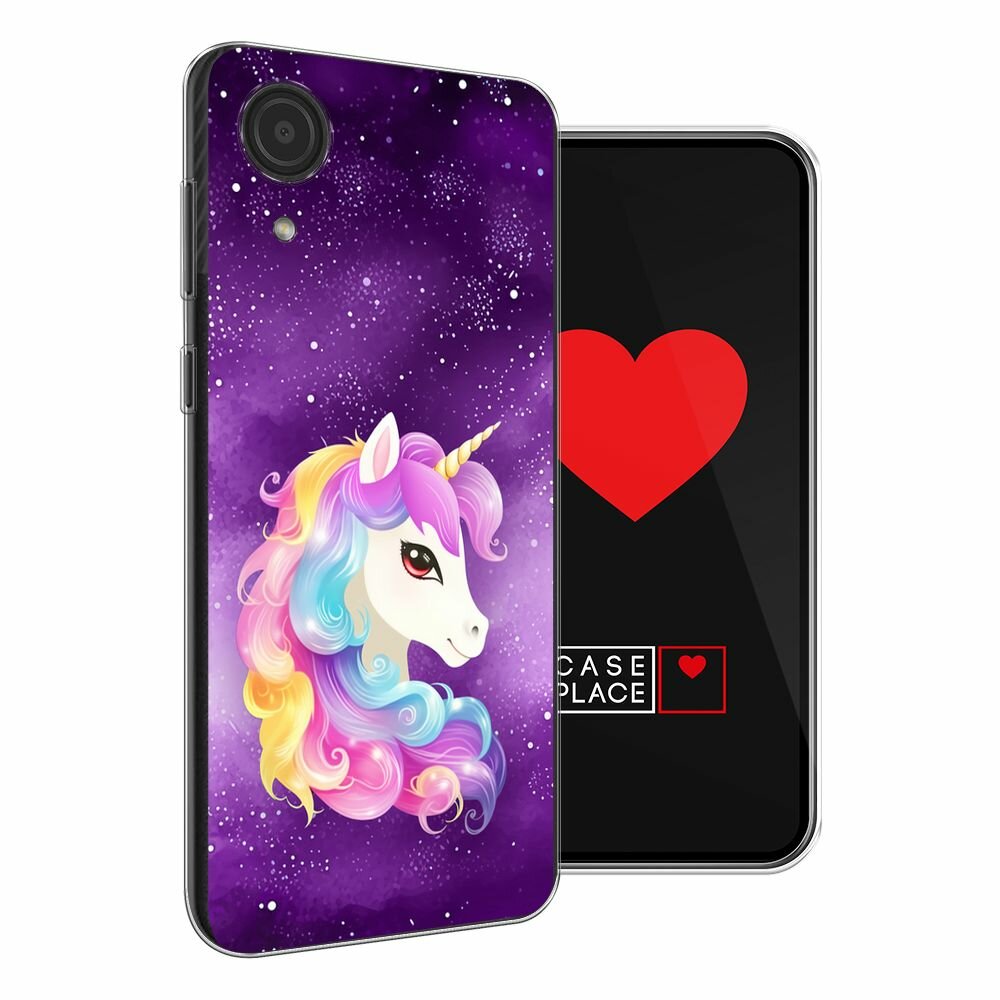 Чехол на Samsung Galaxy A03 Core / Самсунг Галакси А03 Core с принтом "Кудрявый единорог" — фото 1