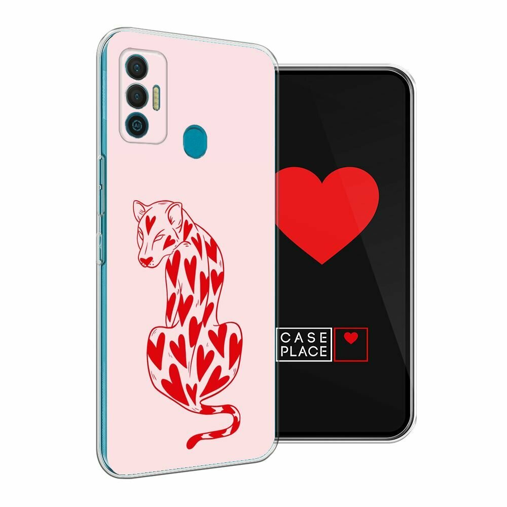 Чехол на Tecno Spark 7 / Техно Спарк 7 с принтом "Heart panther 1 - 14 февраля" — фото 1