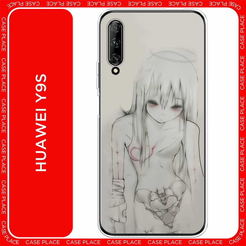 Чехол на Huawei Y9s / Хуавей Y9s с принтом "Аниме рисунок чёрно-белый"