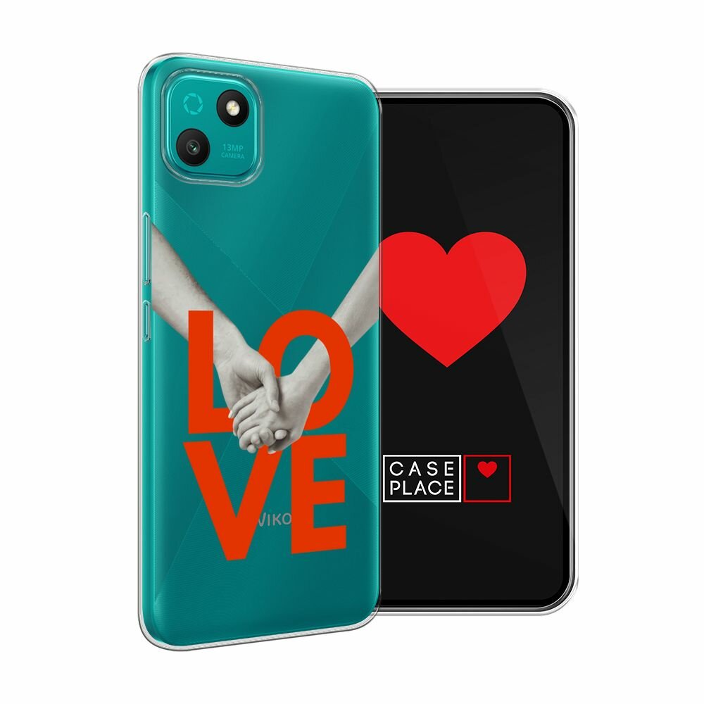 Чехол на Wiko T10 / Вико Т10 с принтом "Love holding hands - 14 февраля", прозрачный — фото 1