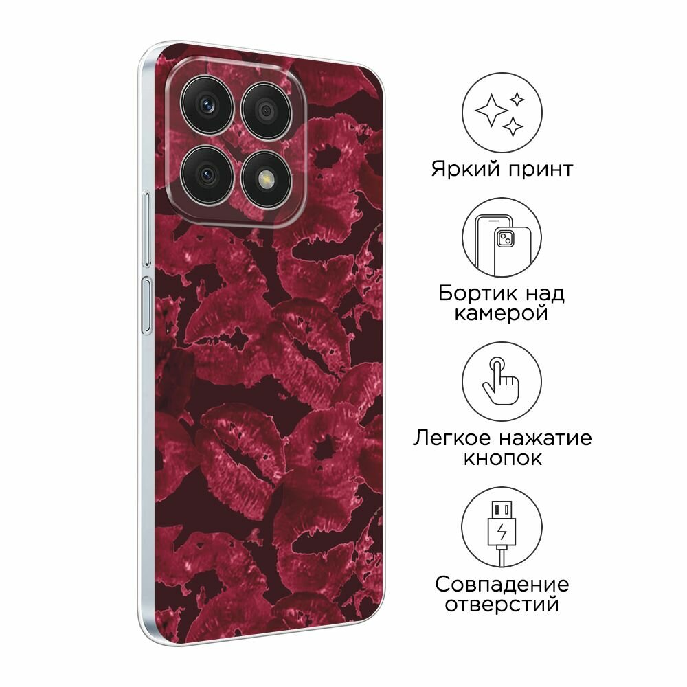 Силиконовый чехол на Honor X8A / Хонор X8A с принтом Помада паттерн 1 — фото 1