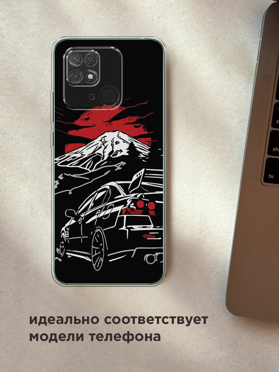 Чехол на Xiaomi Redmi 10C / Сяоми Редми 10C с принтом "Машина в горах JDM" — фото 1