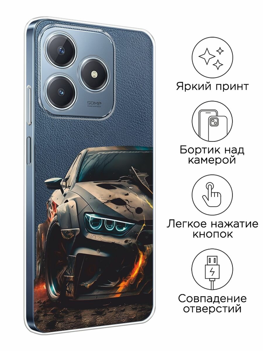 Чехол на Realme C63 / Реалми С63 с принтом "На износ", прозрачный — фото 1