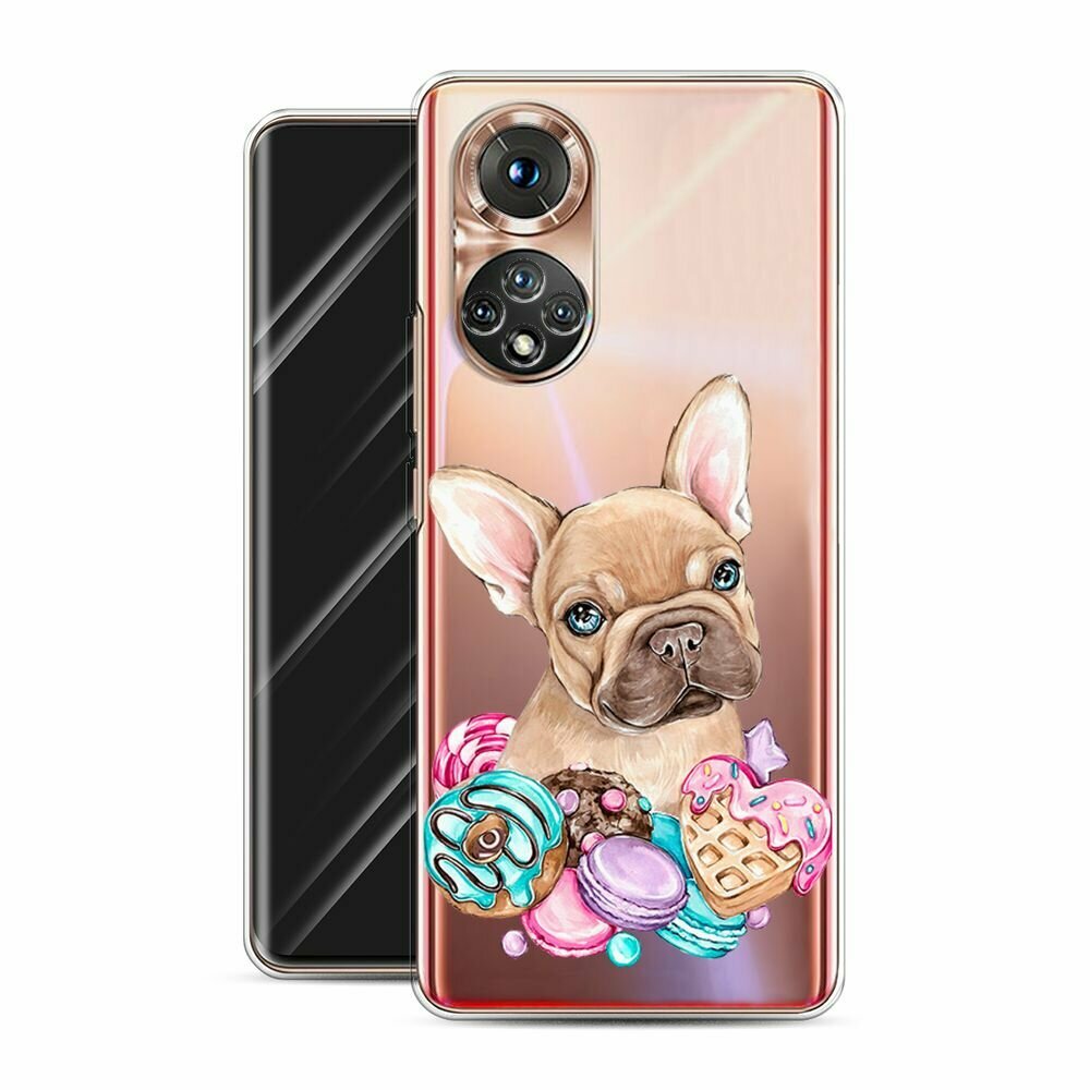 Чехол на Honor 50/Huawei Nova 9 / Хонор 50/Хуавей Нова 9 с принтом "Бульдог и сладости", прозрачный — фото 1