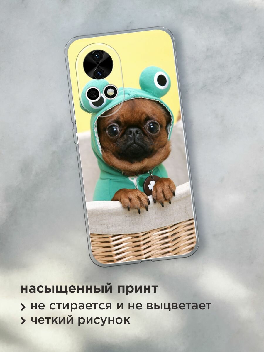 Чехол на Huawei Nova 12/Nova13 / Хуавей Нова 12/Нова 13 с принтом "Собачка в шапке лягушки" — фото 1
