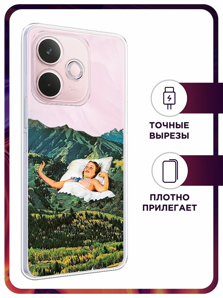Чехол на Oppo A5 Pro / Оппо А5 Про с принтом Good morning, my darling, прозрачный — фото 1