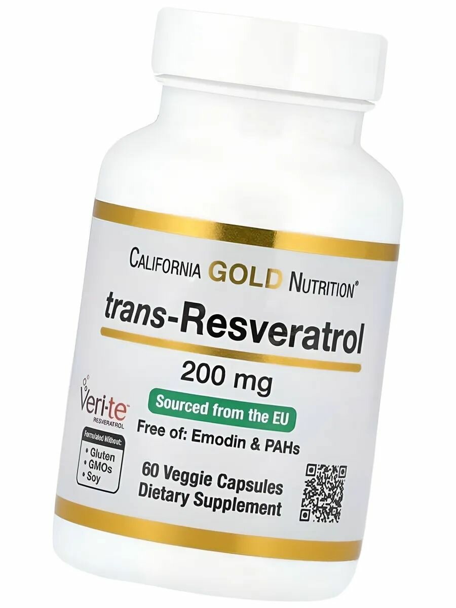 Ресвератрол California Gold Nutrition транс 200 мг 60 капсул, для сердца и сосудов