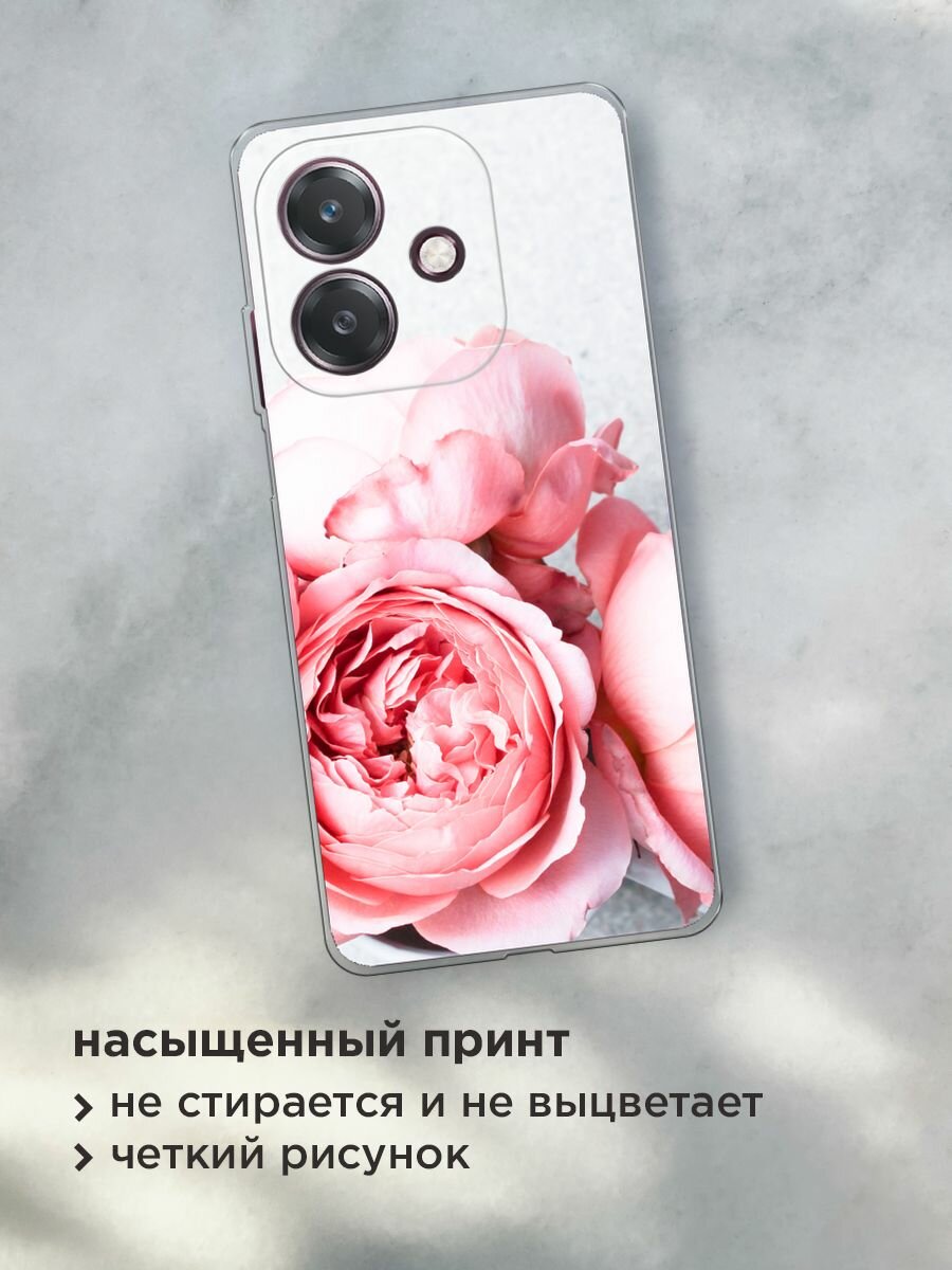 Чехол на Oppo A3/A3x / Оппо А3/A3x с принтом "Пионы на белом" — фото 1